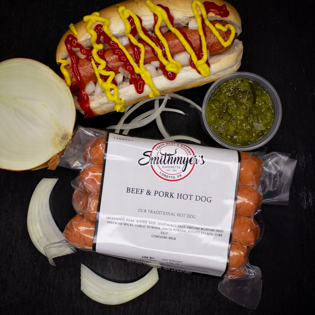 Angus Beef and Pork Hot Dogs – Smithmyer's Meats